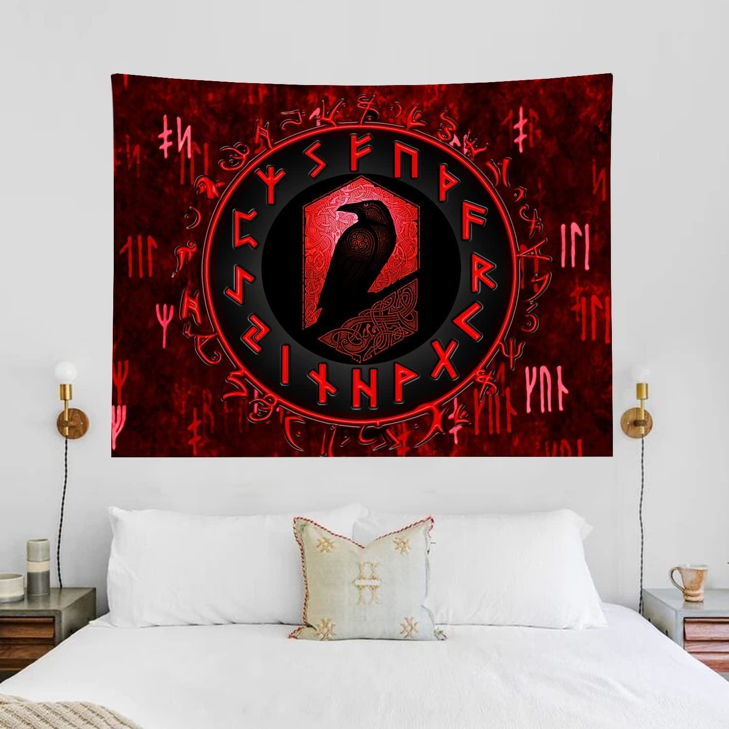 WorldNorse Viking Raven Rune Tapestry - Huginn & Muninn Nordic Wall ...