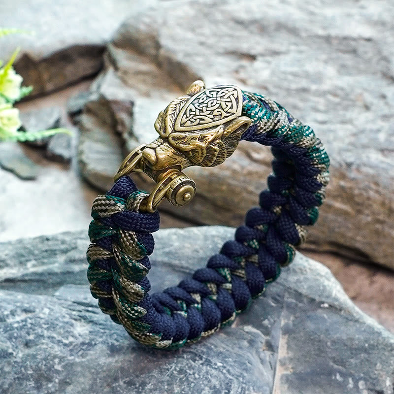 Worldnorse Viking Leopard Shield Paracord Braided Bracelet - Handmade ...